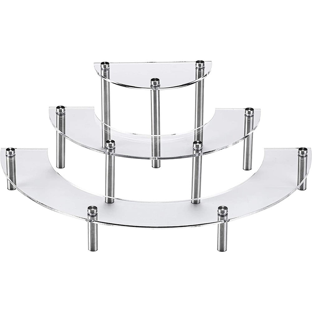 Clear Acrylic Display Holder 3 Tier Tabletop Display Half Moon Shelf ...