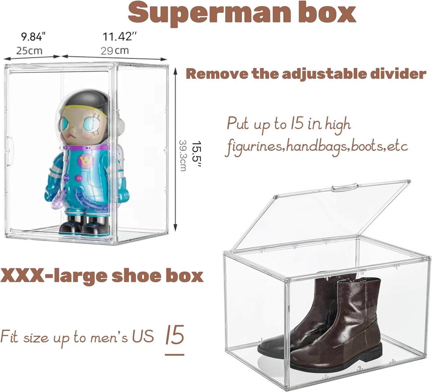 Clear Acrylic Display Storage Box with Magnetic Door, Stackable Shoe ...