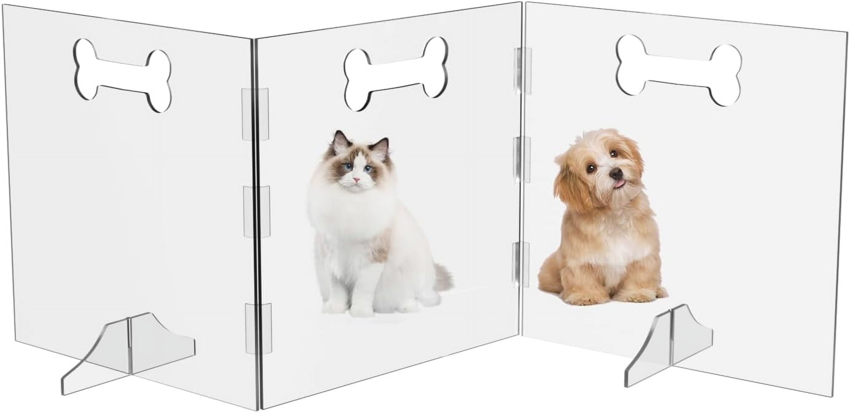 Clear Acrylic Dog Gate, 4 Panel 80" W x 24" H, Transparent Freestanding ...