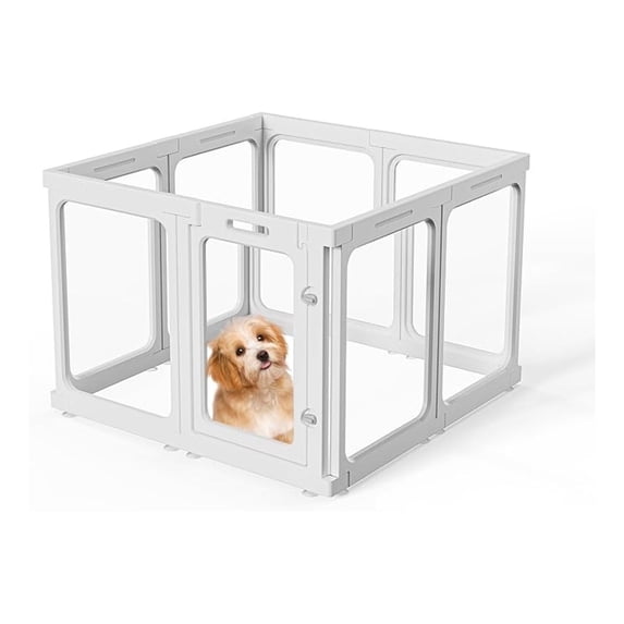 Clear Acrylic Dog Playpen with Door, for Puppy Cat Rabbit Transparent ...