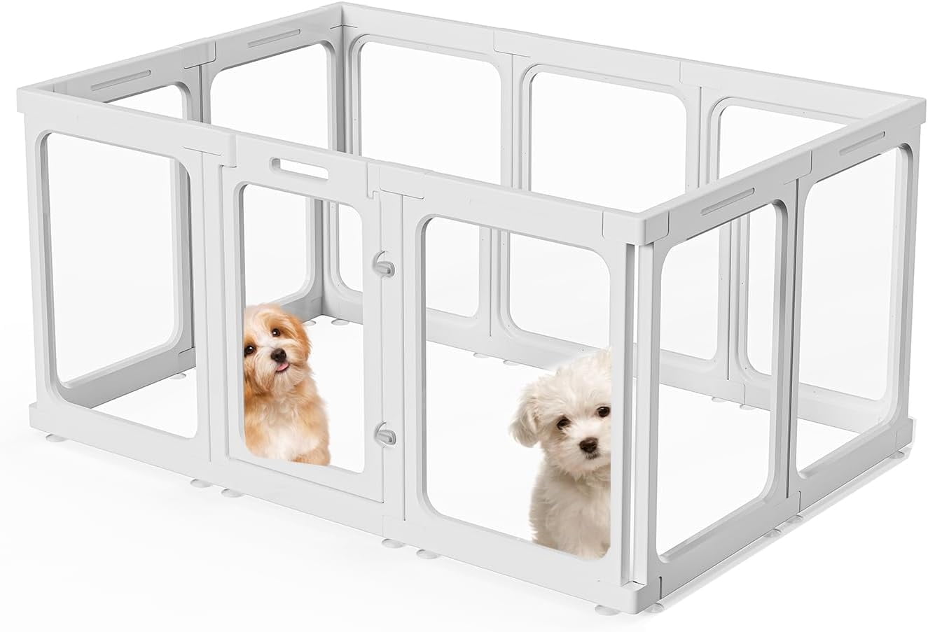 Clear Acrylic Dog Playpen with Door, for Puppy Cat Rabbit Transparent ...