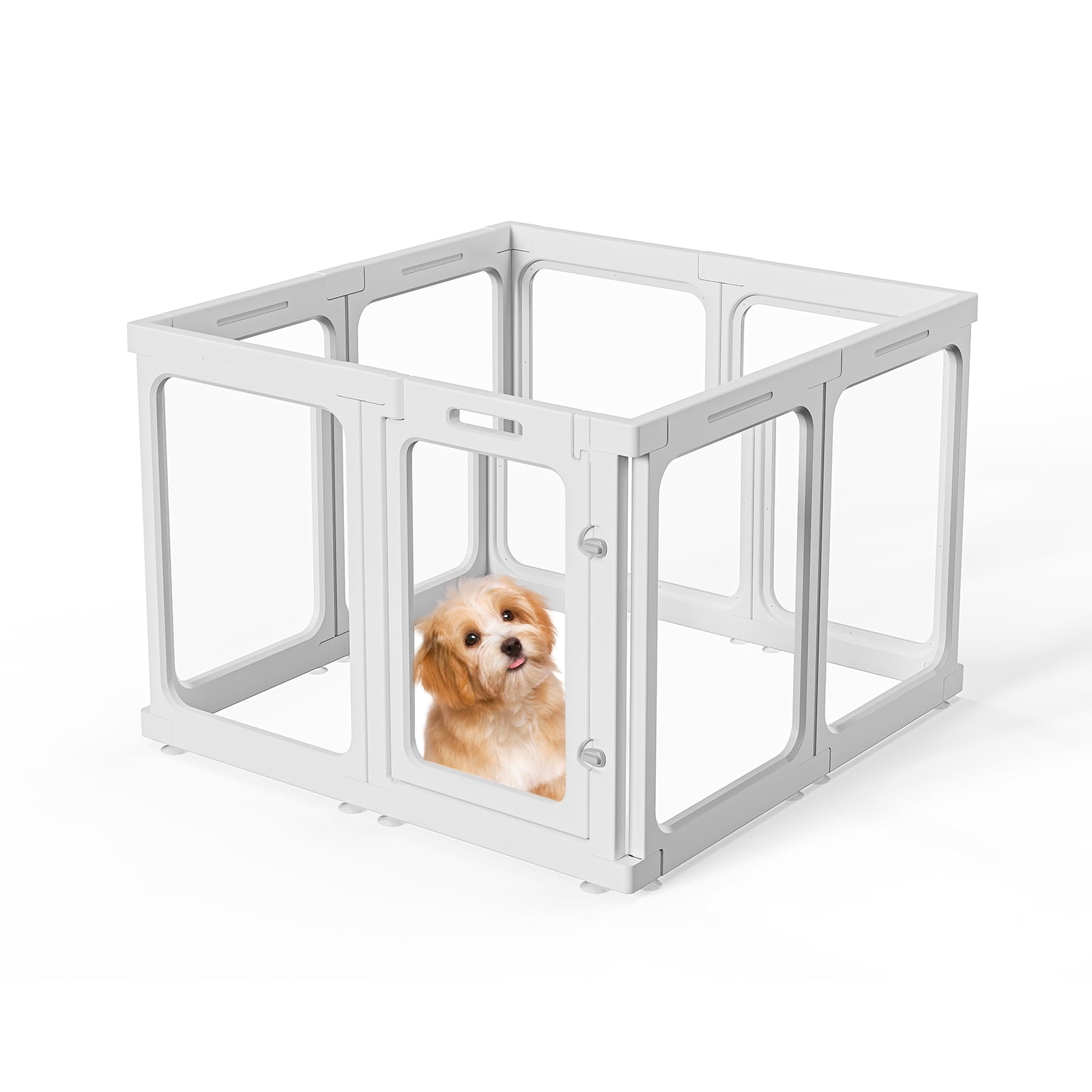 Clear Acrylic Dog Playpen with Door, Transparent Dog Play Pen Indoor ...