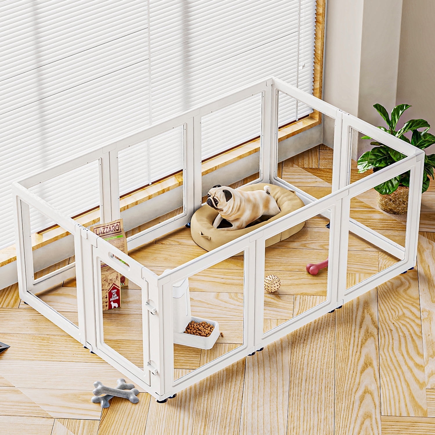 Clear Acrylic Dog Playpen Indoor, Easy Assemble Transparent Pet Pen for ...
