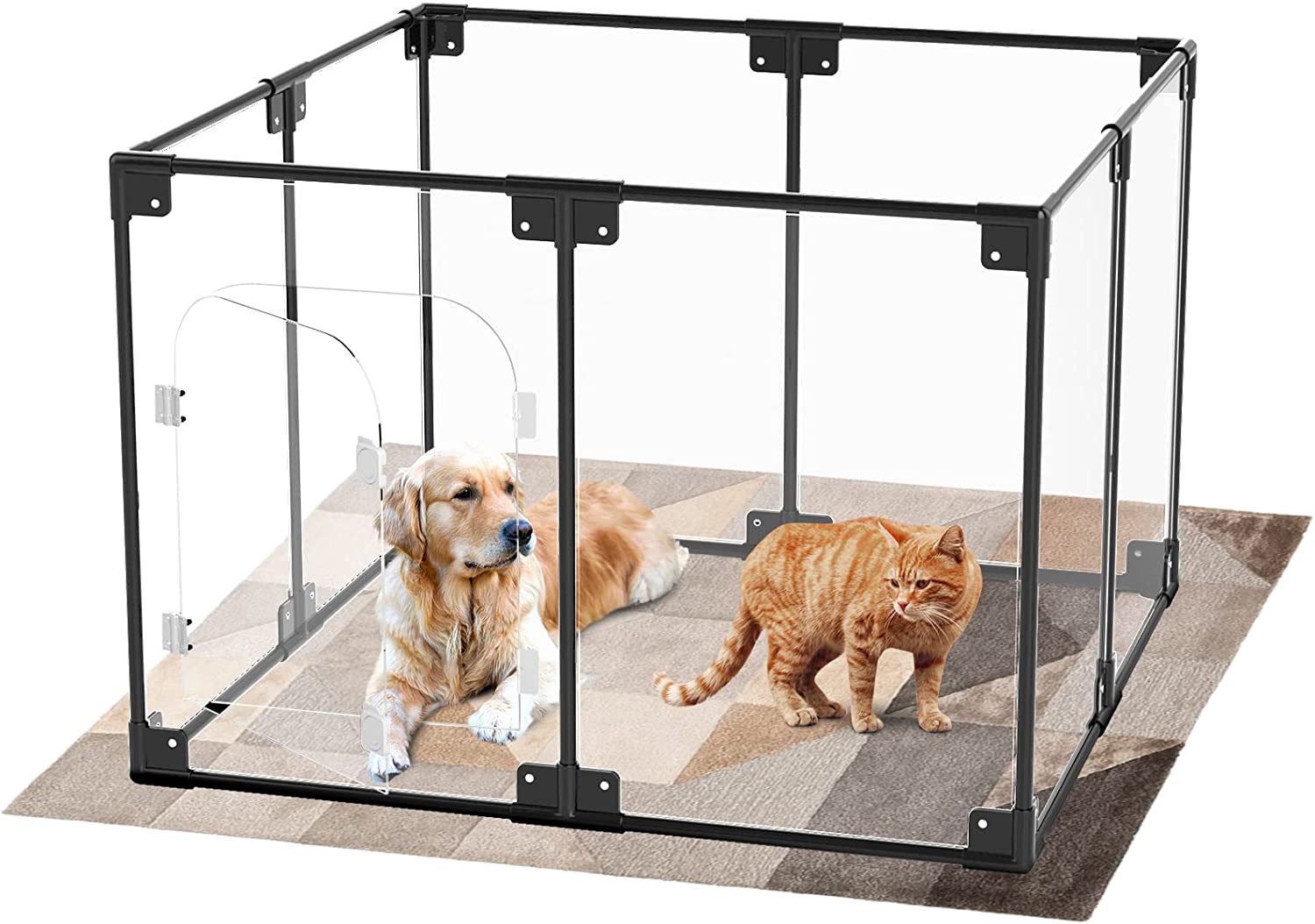 Clear Acrylic Dog Playpen with Door, Clear Dog Play Pen Indoors ...