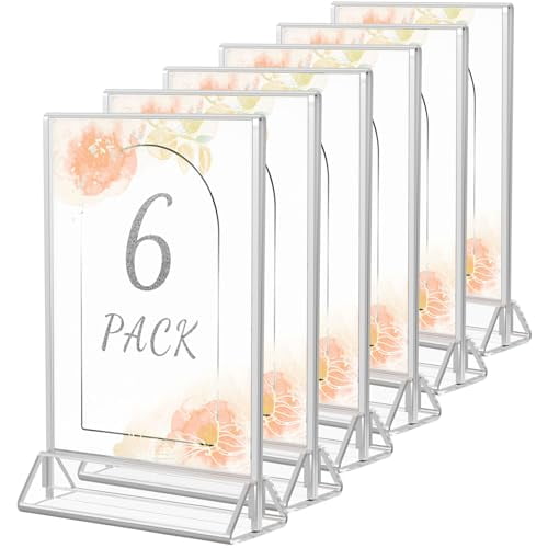 Clear Acrylic Double Sided Frames 5x7 Wedding Table Numbers Holders ...