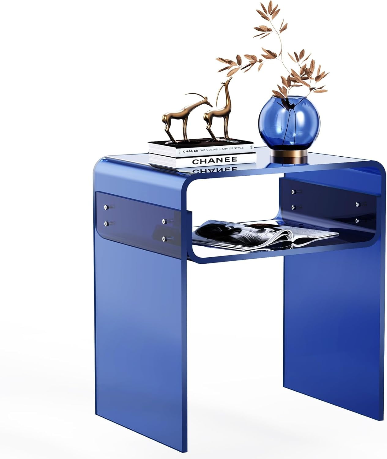 Clear Acrylic End Table 2-Tier Bedside Nightstand for Living Room ...