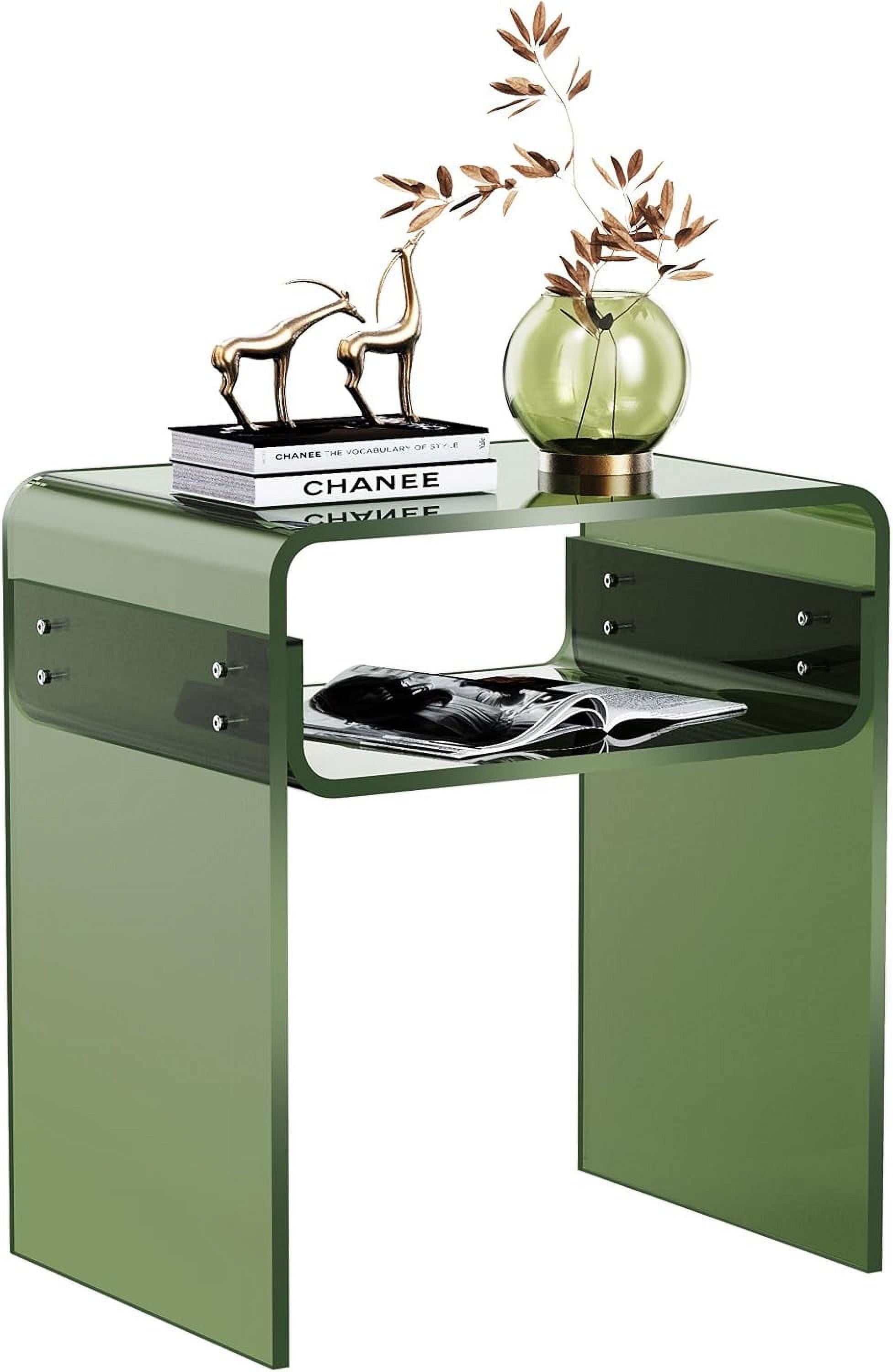 Clear Acrylic End Table 2-Tier Bedside Nightstand for Living Room ...