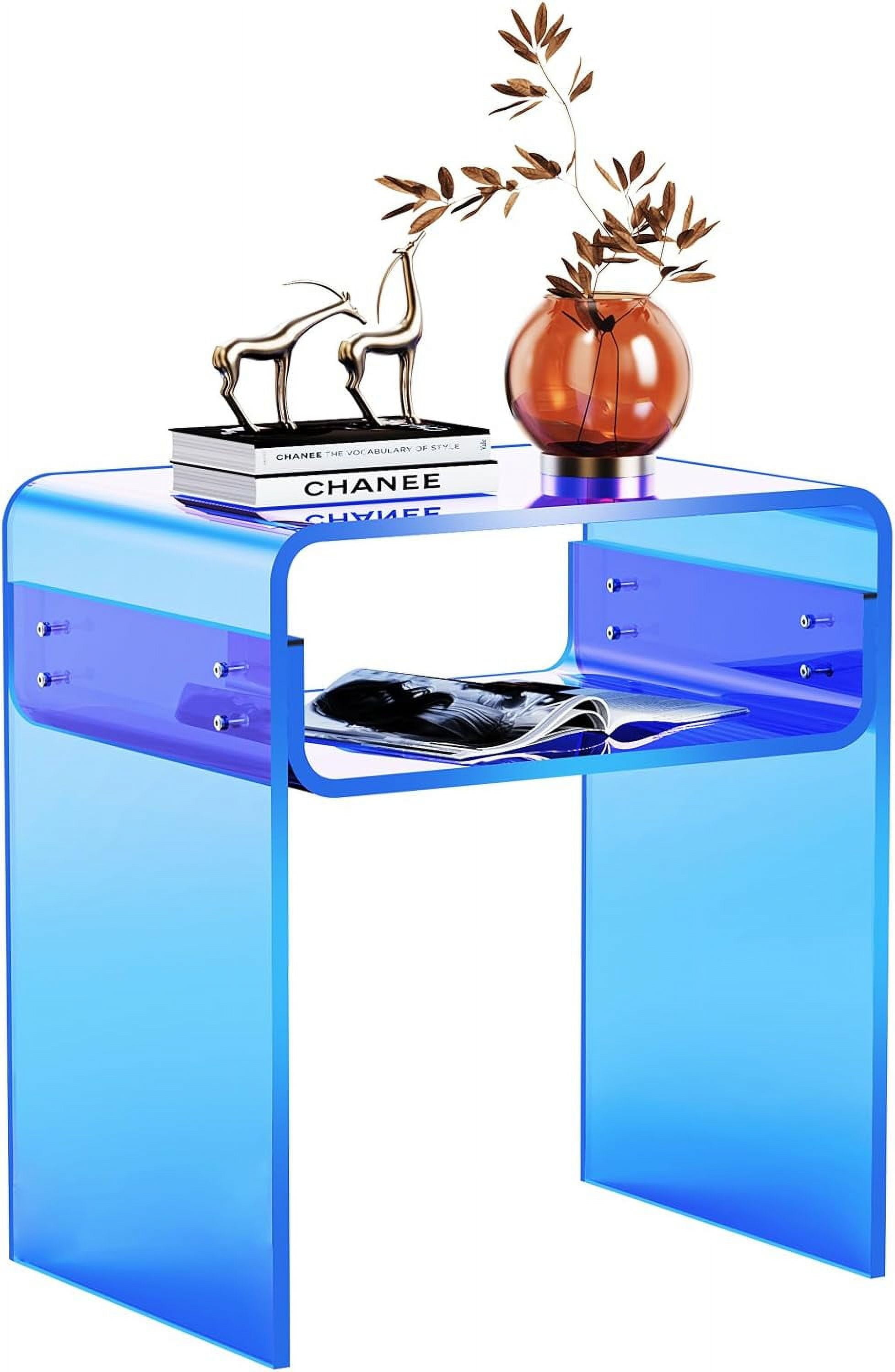 Clear Acrylic End Table 2-Tier Bedside nightstand for Living Room ...