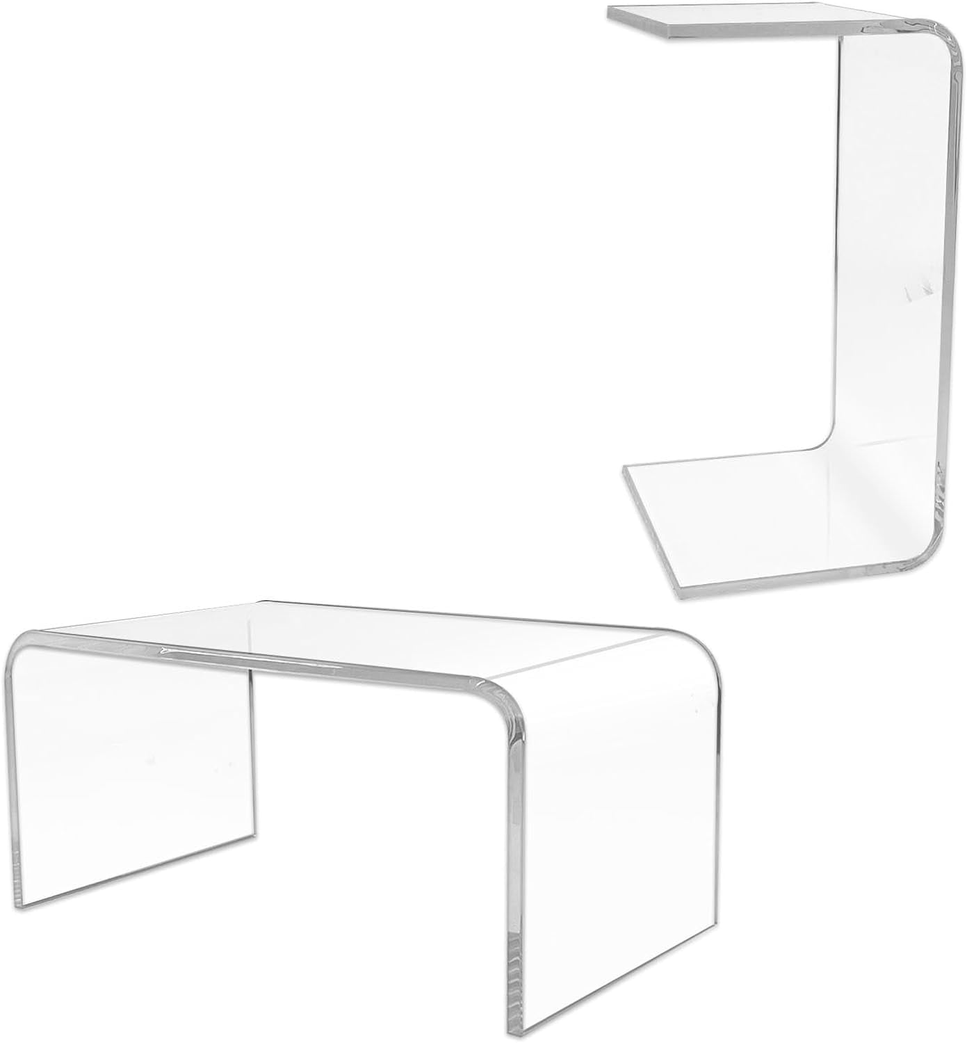 Clear Acrylic End Table, 20" L x 12" W x 10" H x 1/2" Thick C-Shape ...