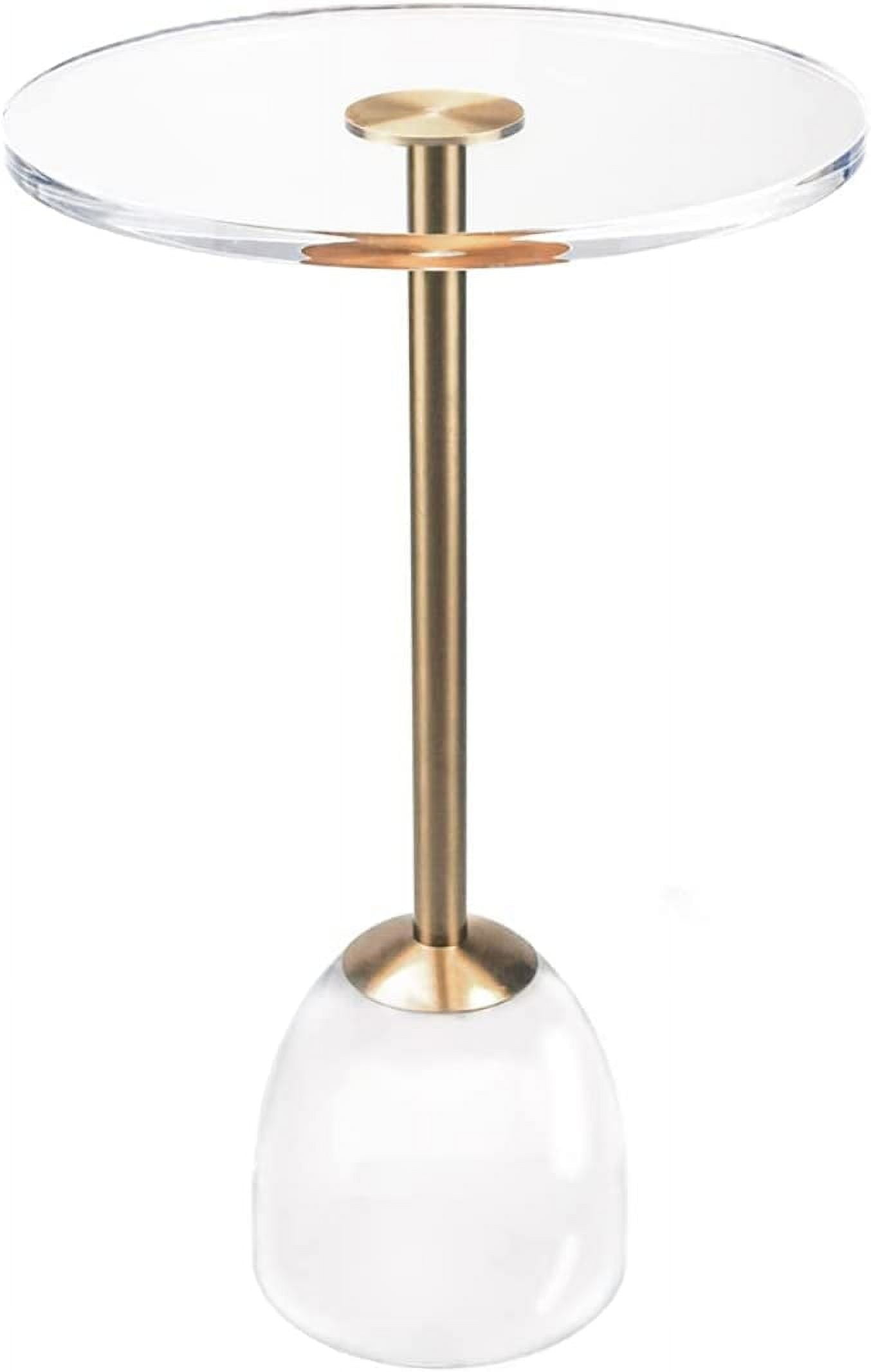 Clear Acrylic End Table, Brushed Brass Metal, Bedside Table with ...