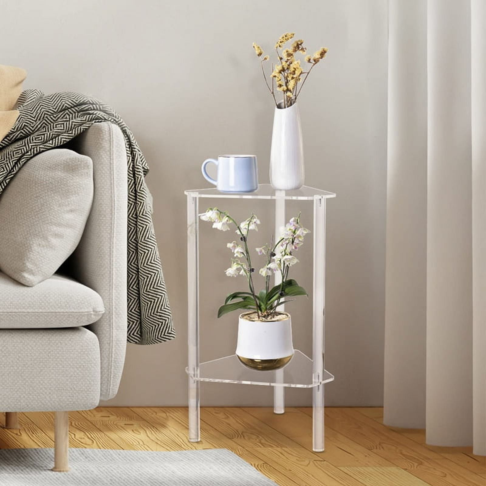 Clear Acrylic End Table, Corner Side Table for Small Spaces, Small ...