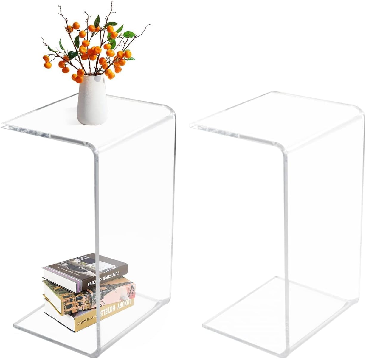 Clear Acrylic End Table Set of 2, 24" L x 14" W x 12" H x 1/2" Thick C ...