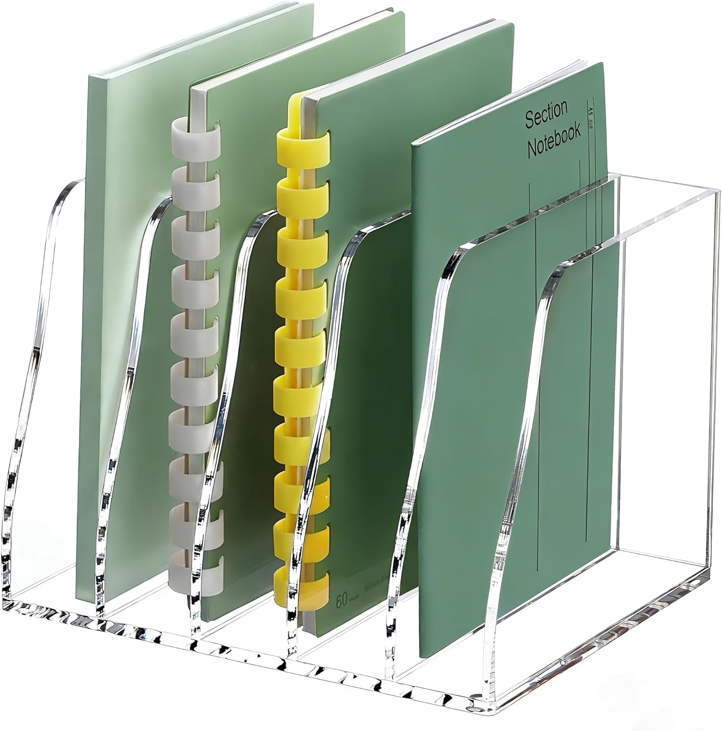 Clear Acrylic File Folder Holder - 5 Vertical Compartments Desk ...