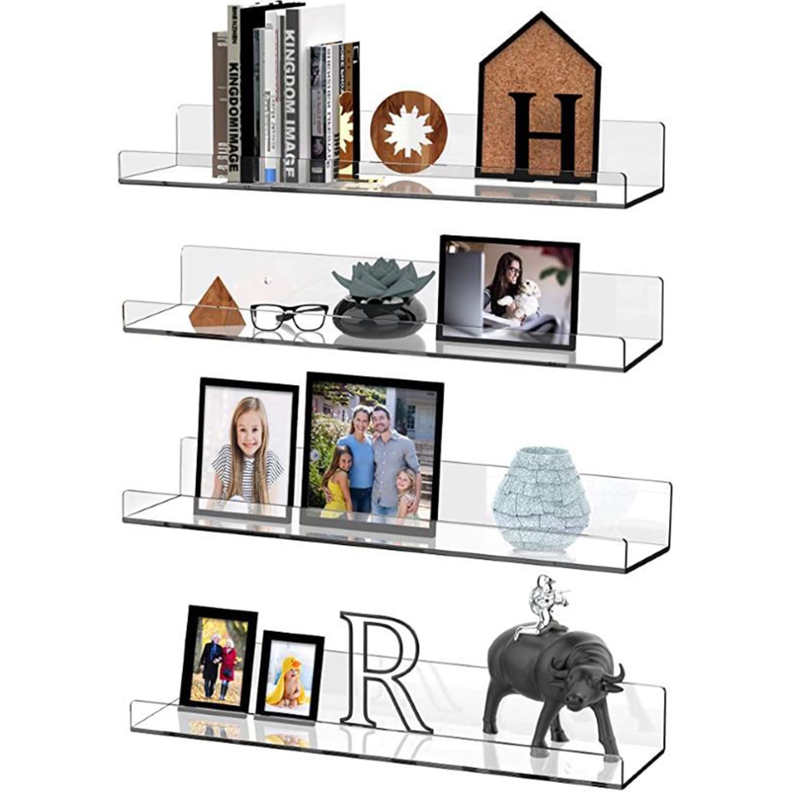 Clear Acrylic Floating Shelves 20 inches, Wall Bookshelf for Kids ...