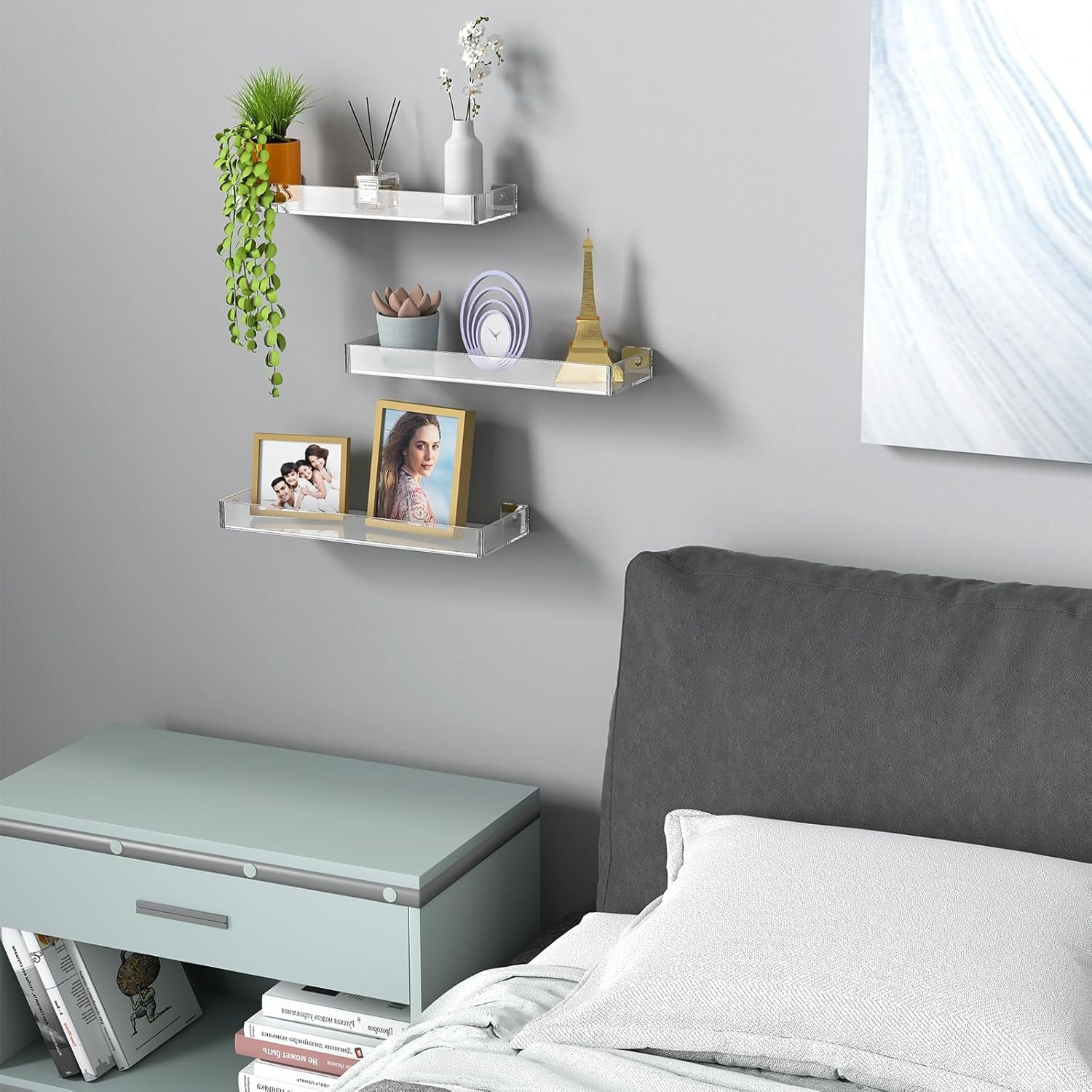 Clear Acrylic Floating Shelves Sizes 5mm Thickness Display With Edge ...