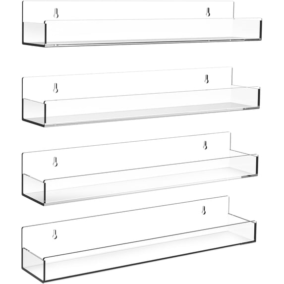 Clear Acrylic Floating Shelves Wall Mounted 15 Inch Invisible Kids ...