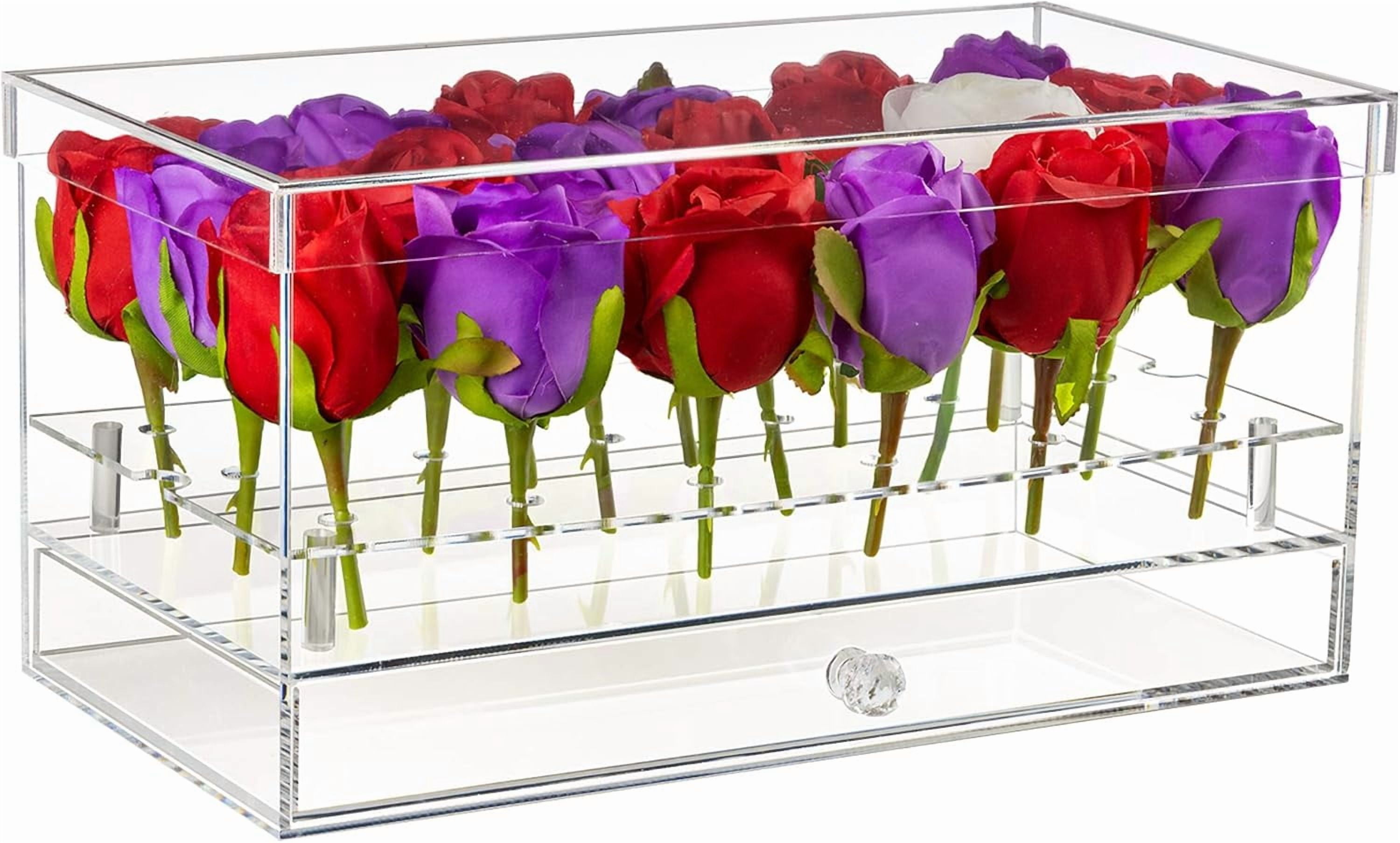 Clear Acrylic Flower Display Case with Drawer for Wedding and Home, 18 ...