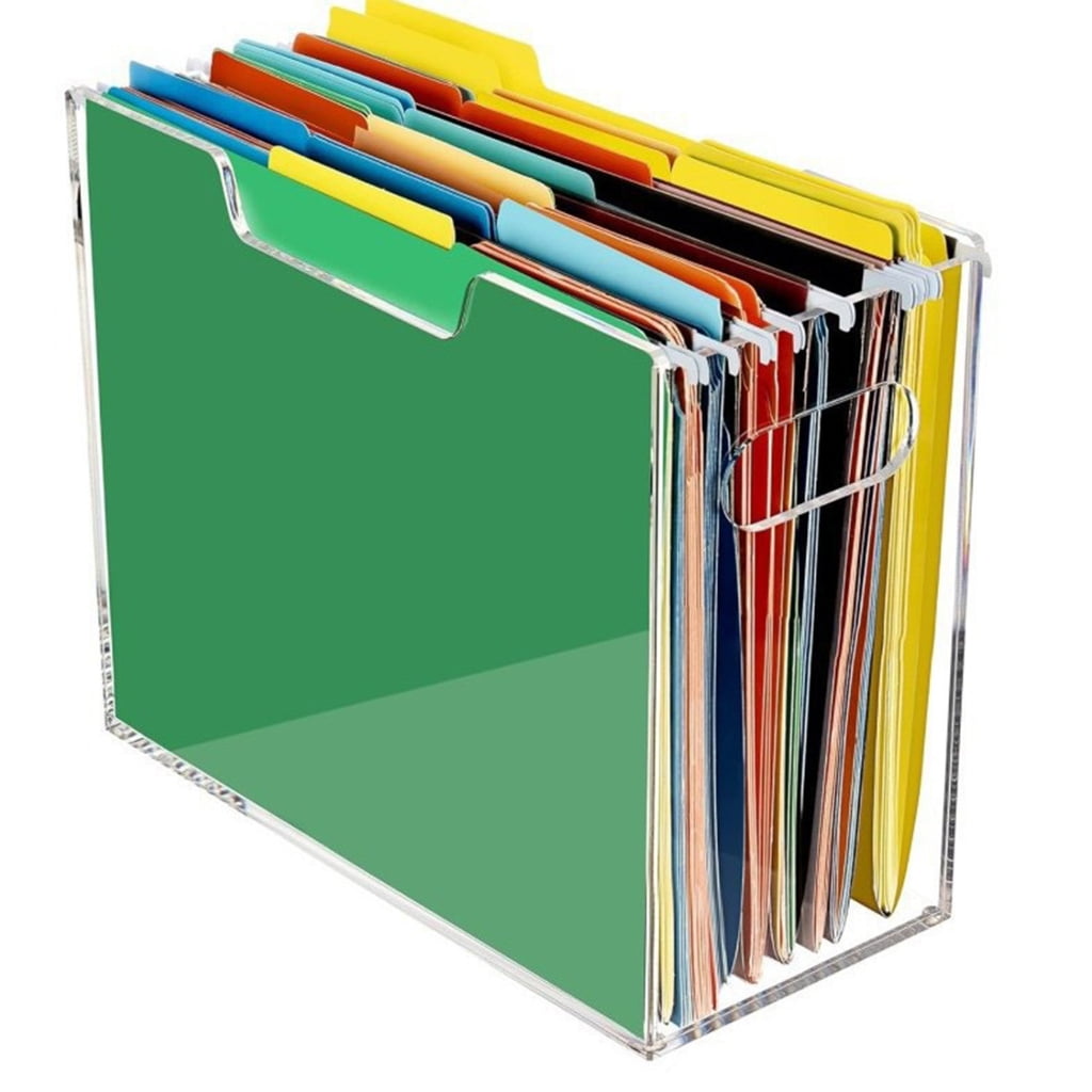 Clear Acrylic Folder Organiser File Storage Case with Portable Handle ...