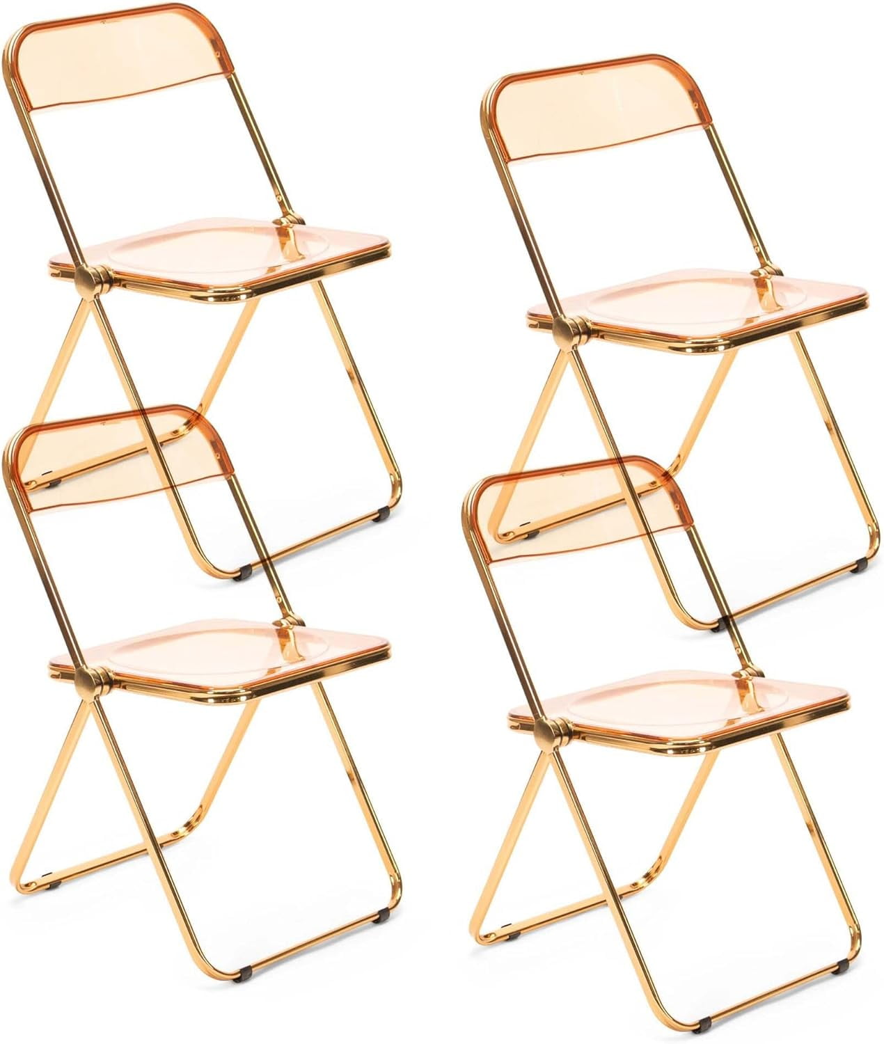 EventStable Clear Acrylic Folding Chair with Electroplate Gold Frame ...