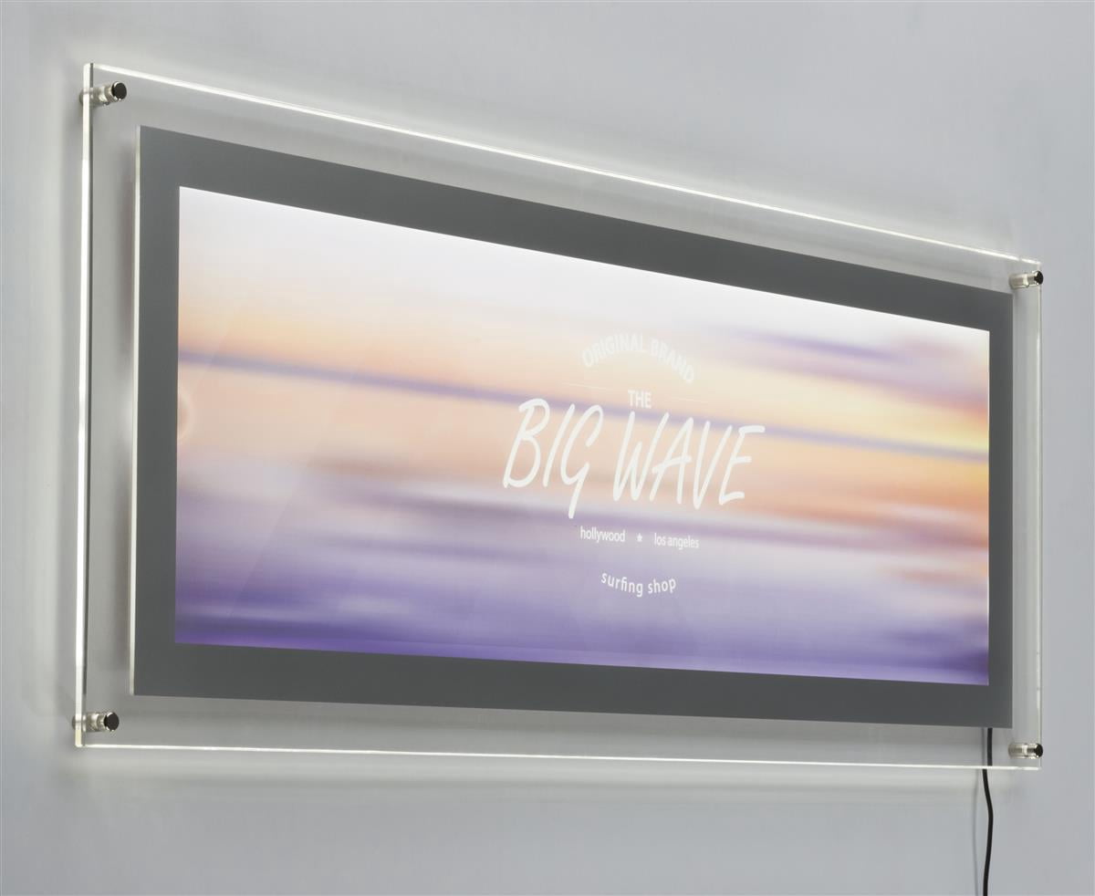 Clear Acrylic Frame with Silver Border, LED Edge-Lit Sign for Wall ...
