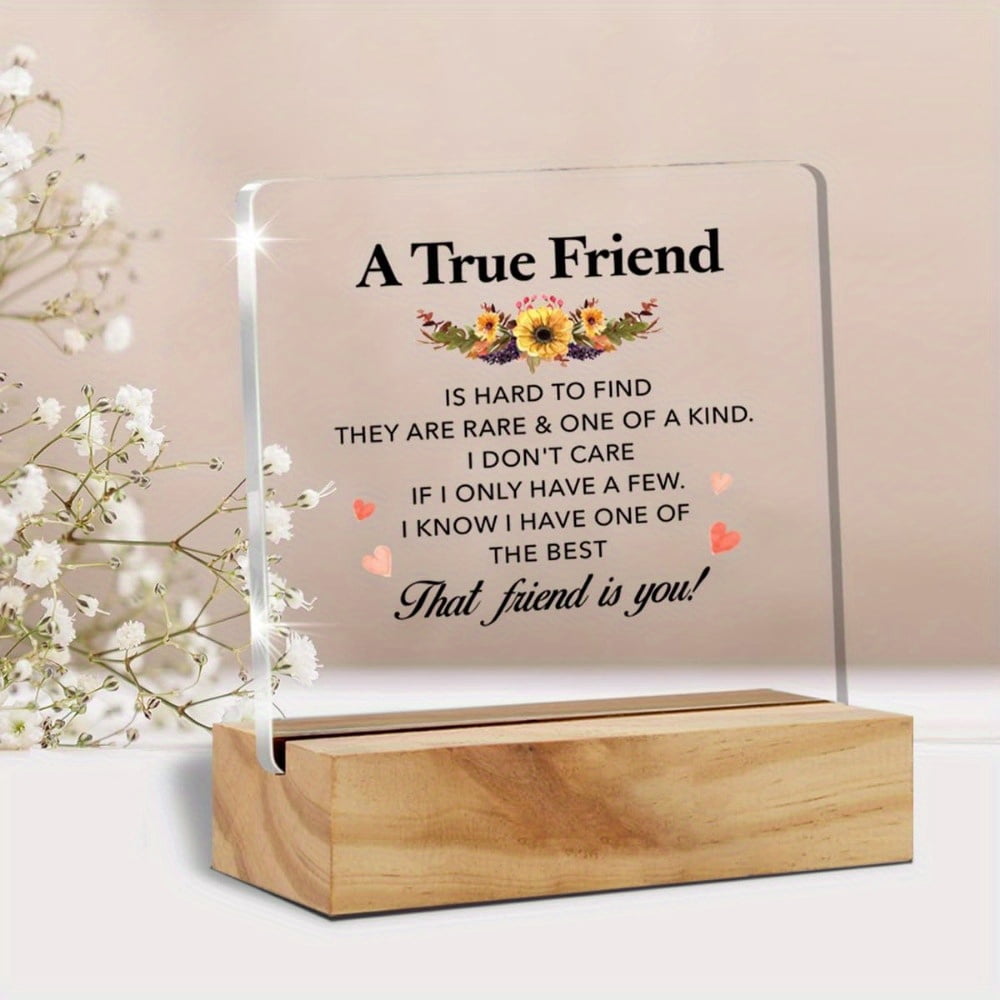 Clear Acrylic Friendship Quote Plaque With Wood Stand - Uncharged ...