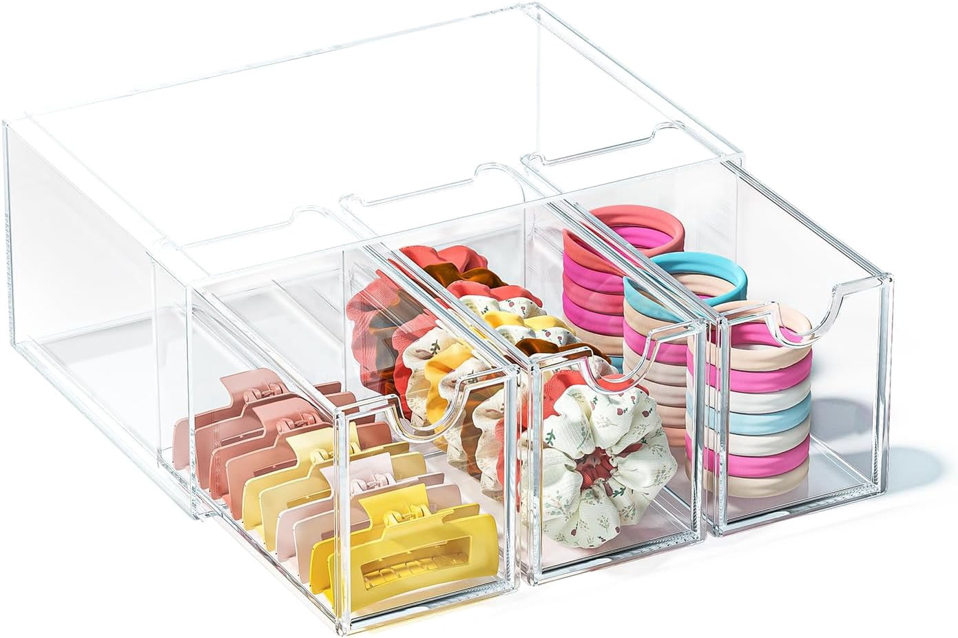 Clear Acrylic Hair Accessories Organizer for Girls – Stackable 3-Drawer ...