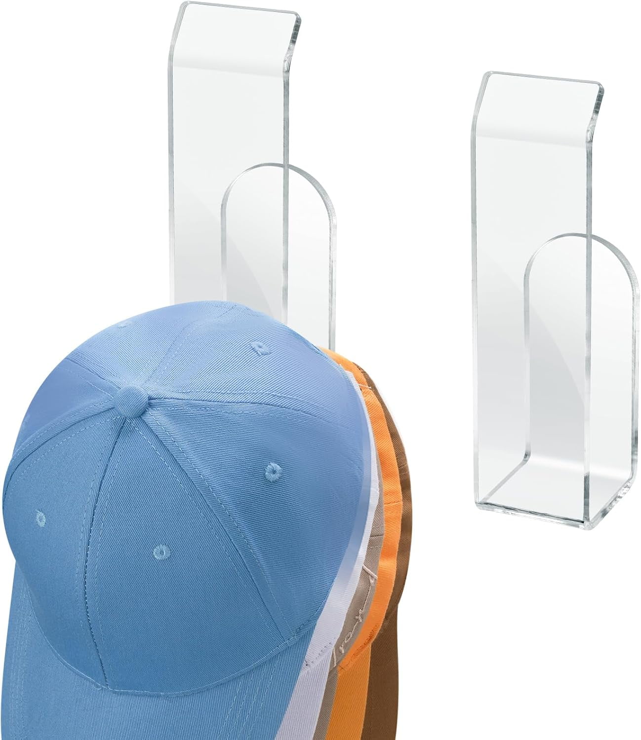 Clear Acrylic Hat Racks for Baseball Caps, Removable No-Drill Hat ...