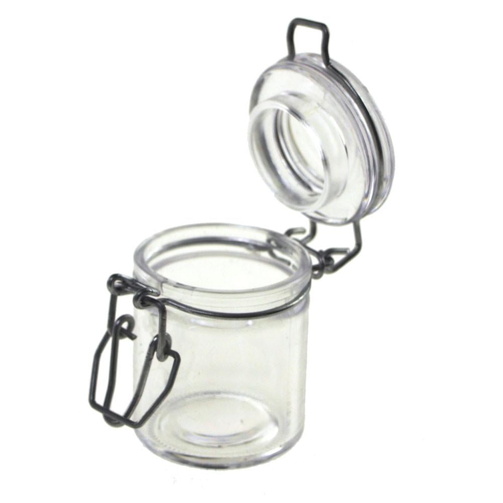 Small Storage Glass Candy Jar with Clear Acrylic Hinge Locking Lid, 2 ...