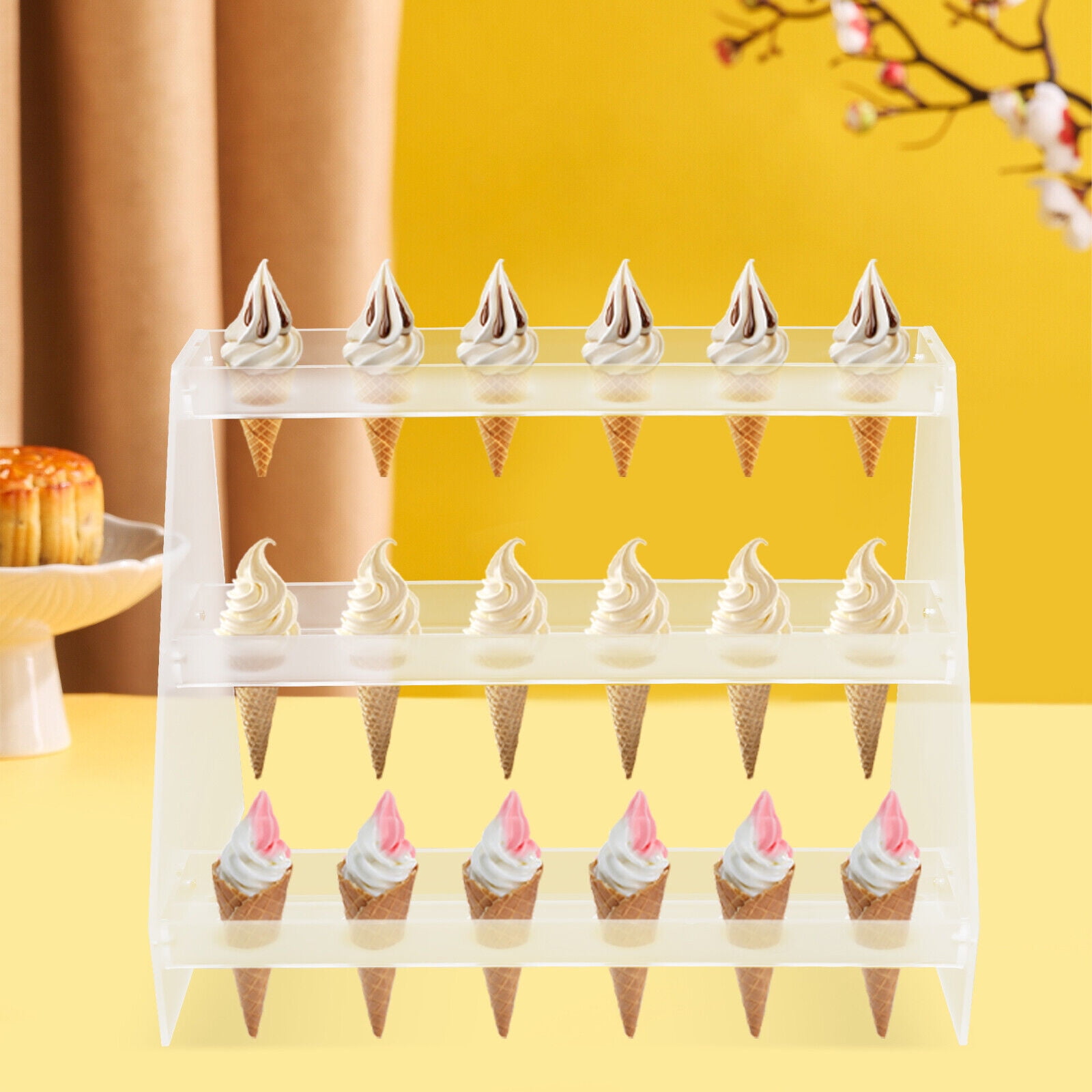 Clear Acrylic Ice Cream Cone Holder, 18Cone Display Stand - Walmart.com