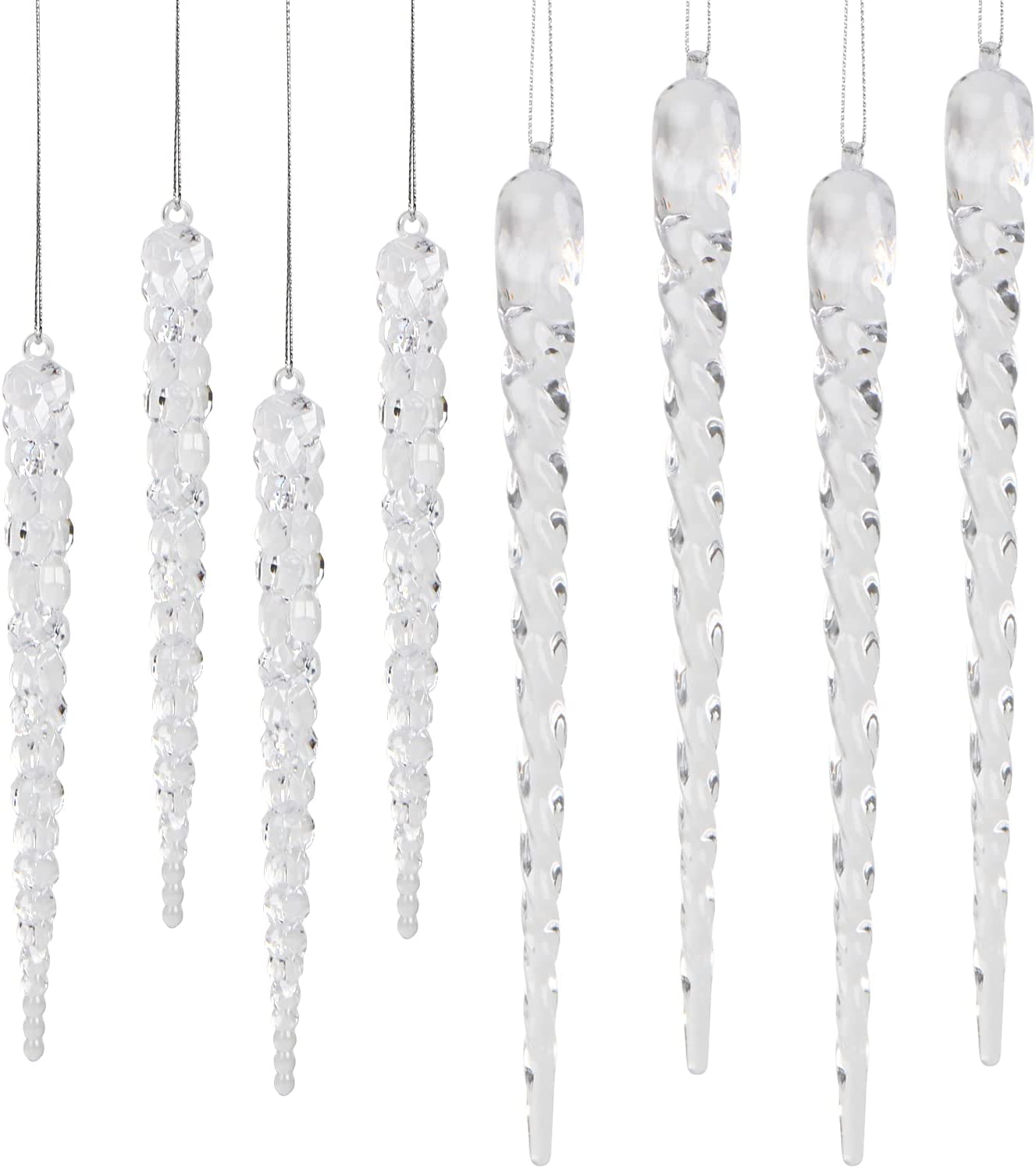 Clear Acrylic Icicle Christmas Tree Ornaments-24PCS Icicles Ornament ...