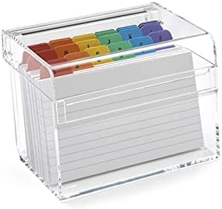 Clear Acrylic Index Box | Small | A to Z Divider Tabs | 100 Lined Note ...