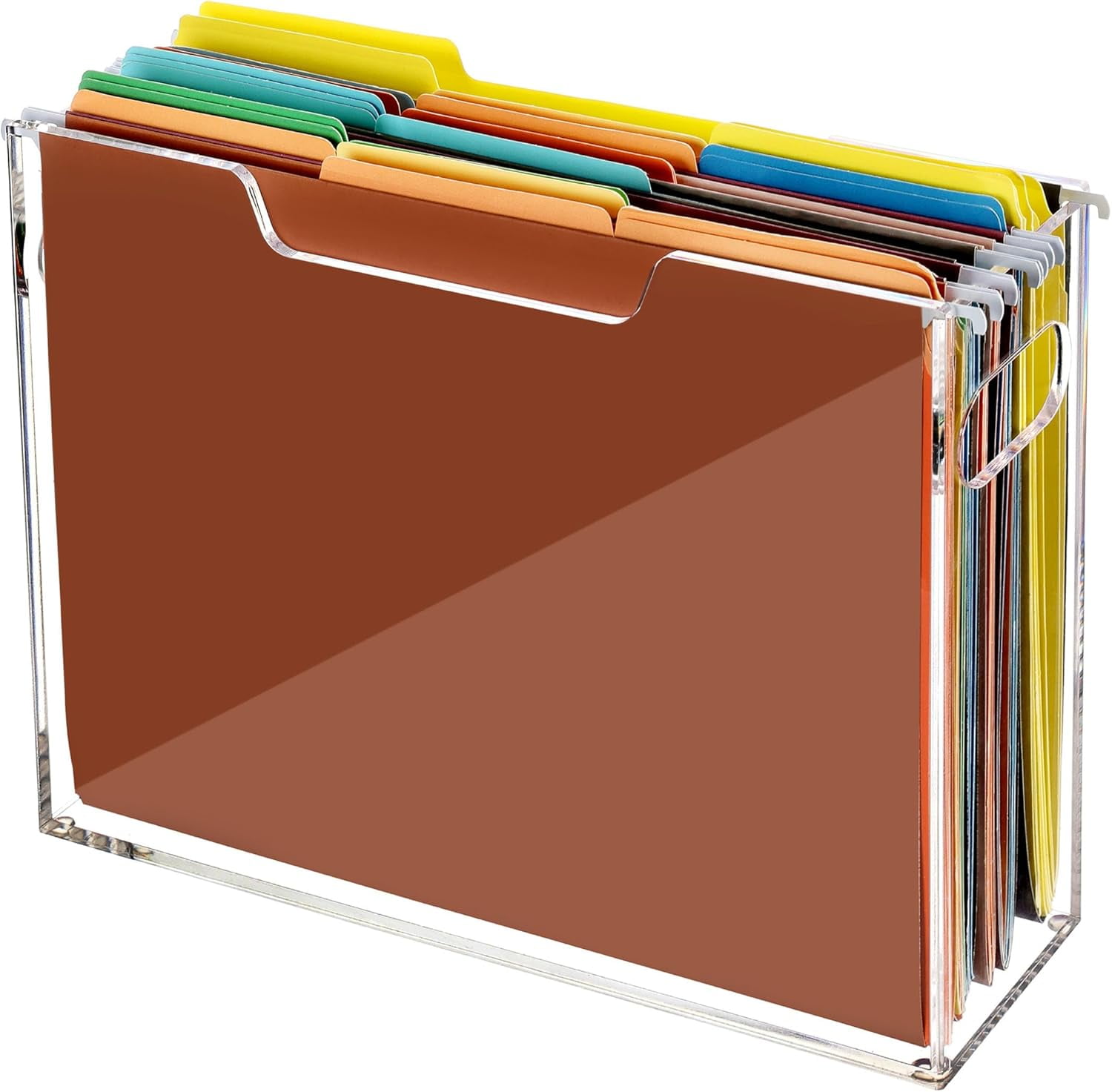 Clear Acrylic Letter-Size Hanging File Organizer Box with Handles ...