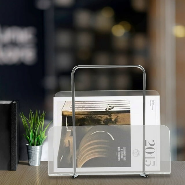 Clear Acrylic Magazine Holder Book Display Stand Rack Office Desktop ...