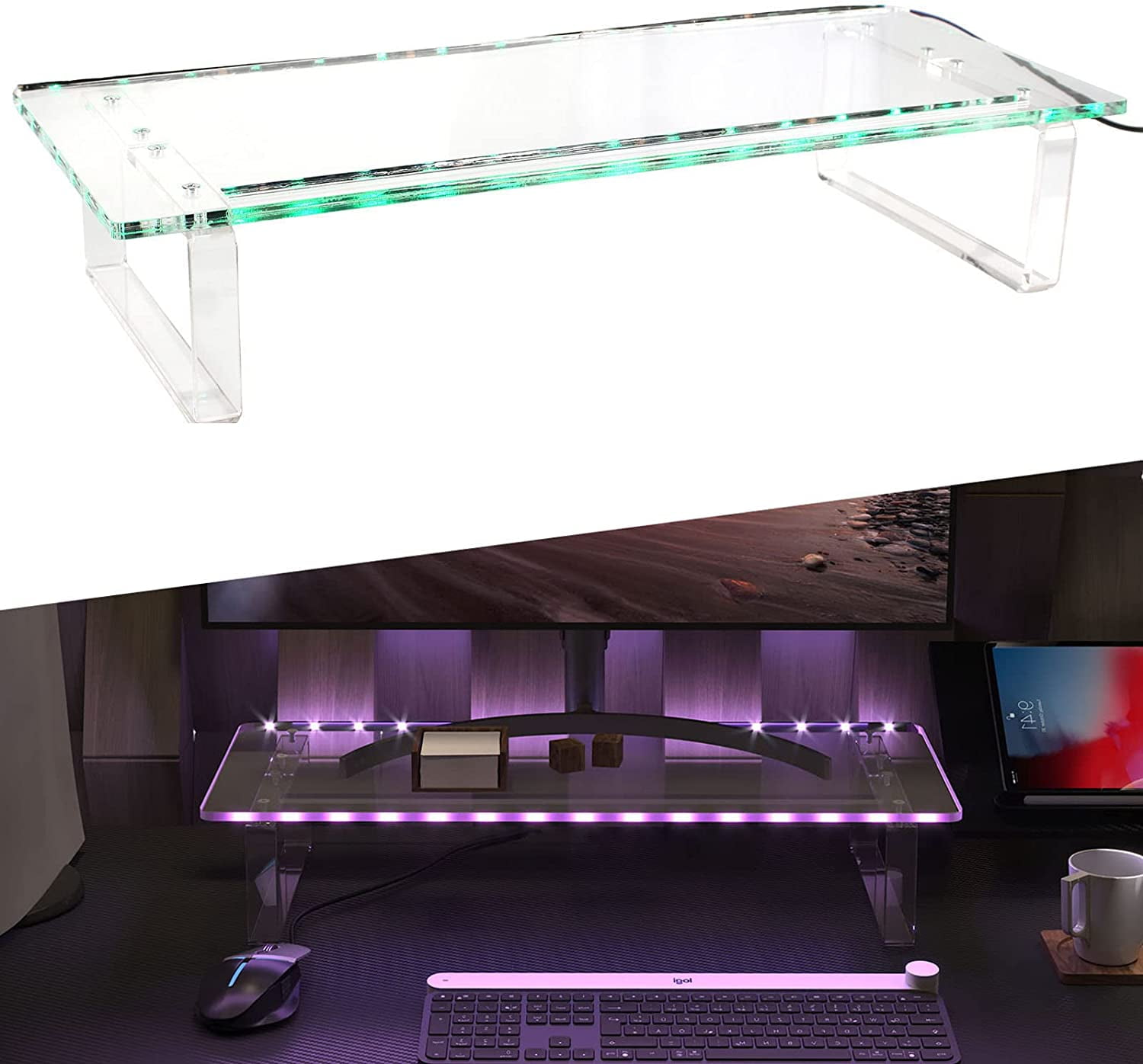 Clear Acrylic Monitor Stand or Holder Clear Laptop White Premium ...