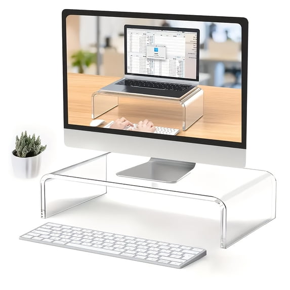 Clear Acrylic Monitor and Laptop Stand Riser for Office Desk ...
