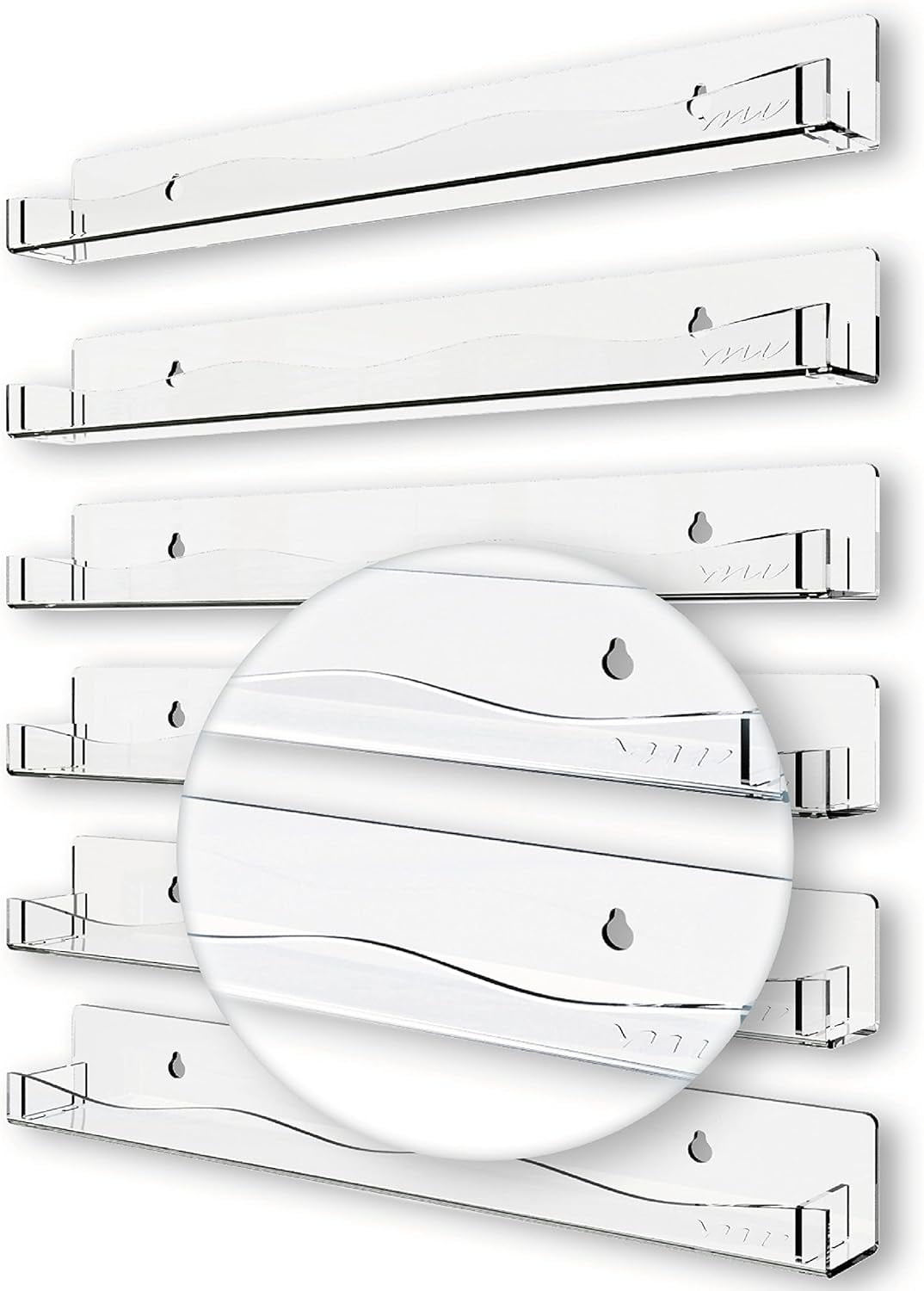 Clear Acrylic Nail Polish Rack Wall Mounted Shelf,6 Pack Organizer with ...