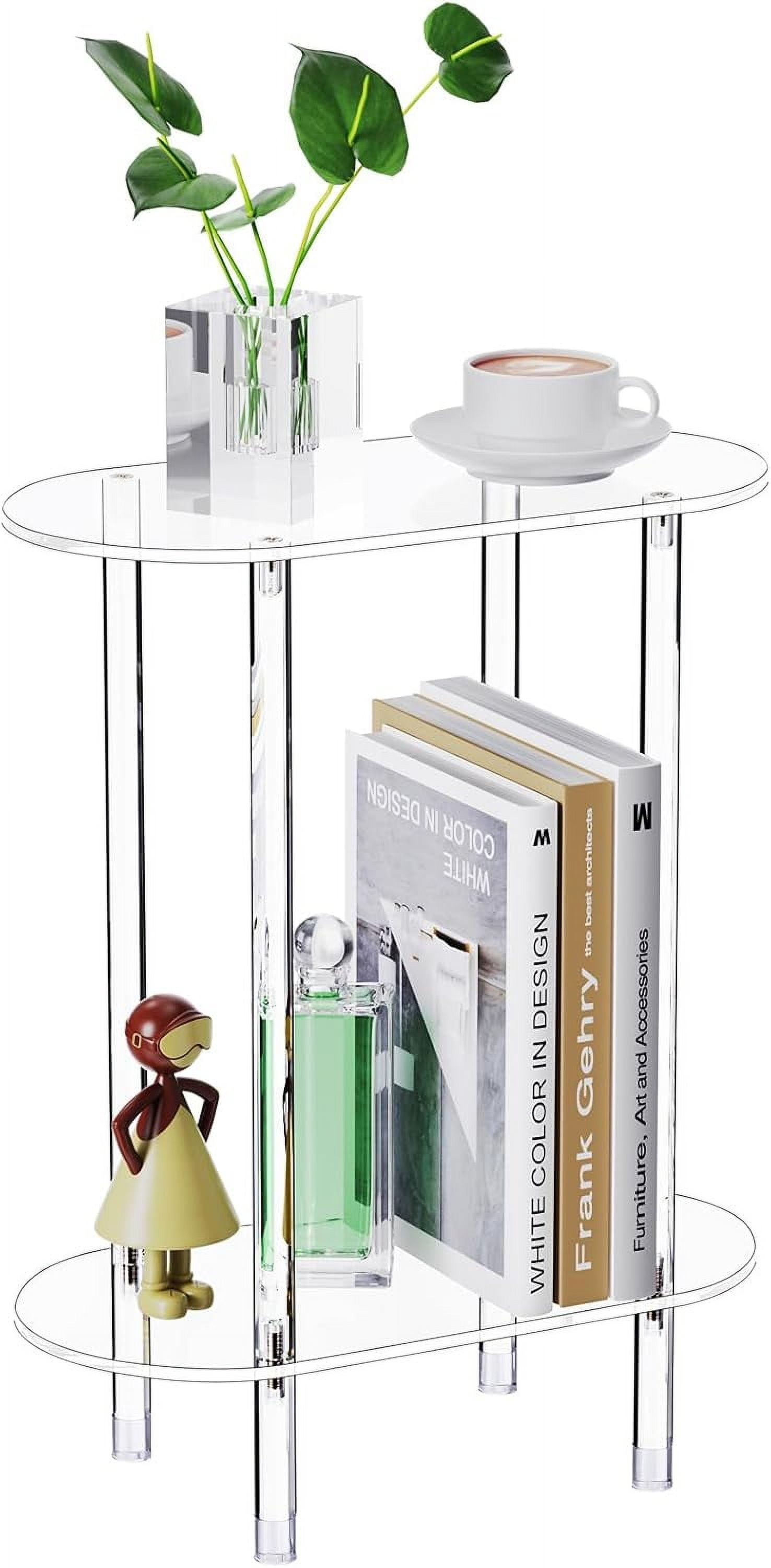 Clear Acrylic Narrow Side Table for Small Spaces, 15.75