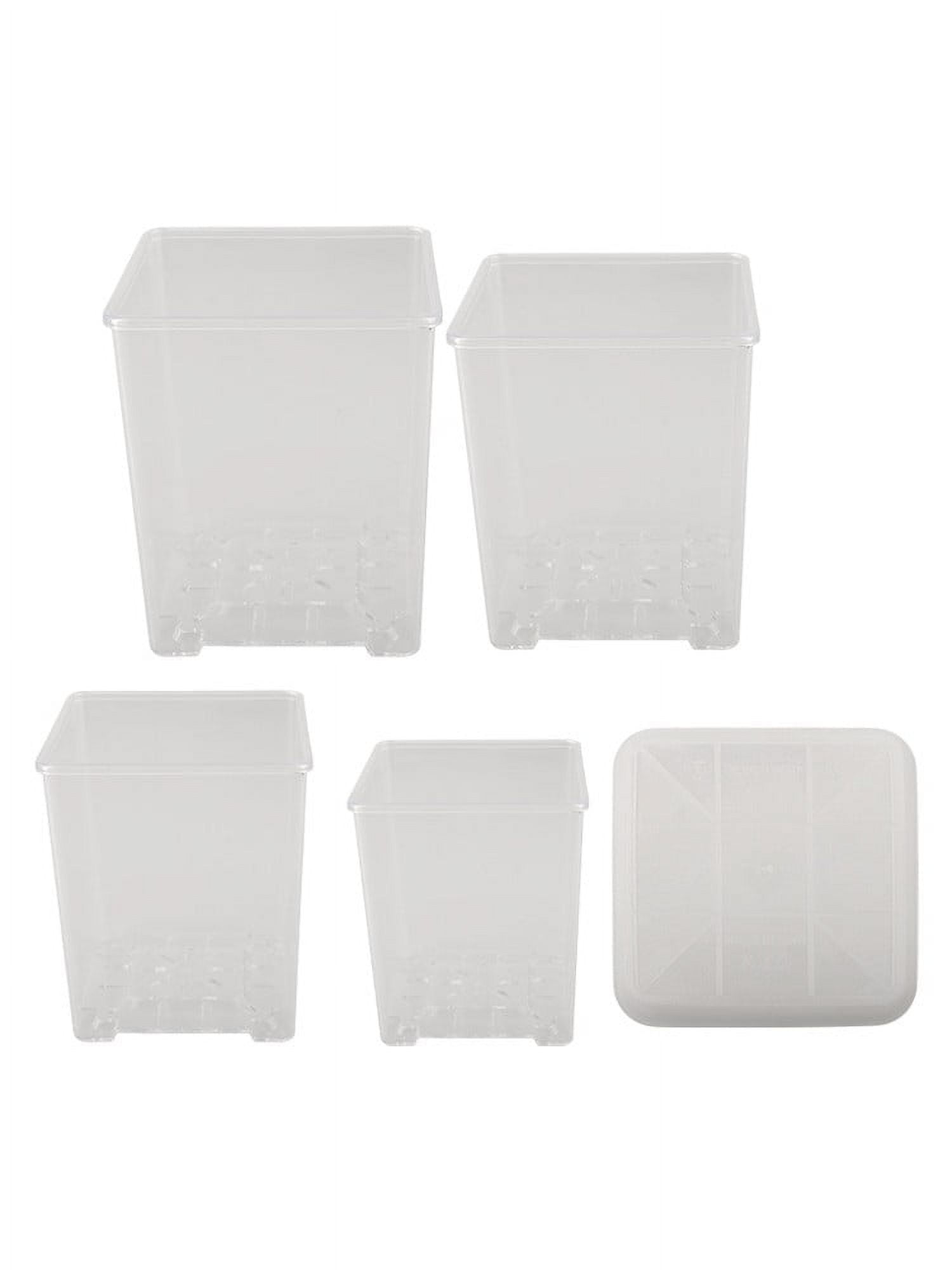 Clear Acrylic Nursery Pots with Drainage Holes - 4 Pack Indoor Outdoor ...