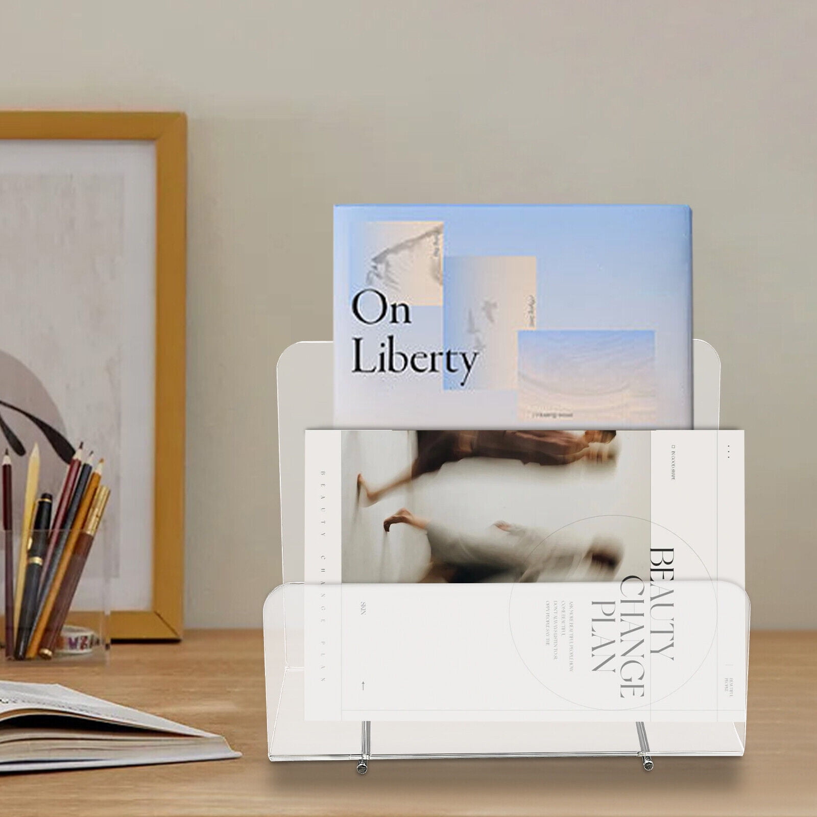 Clear Acrylic Office Magazine Holder Desktop Magazine Books Display ...