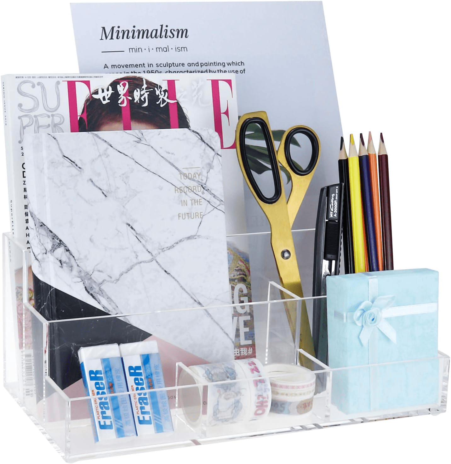 Clear Acrylic Organizer Box for Jewelry Makeup Stationery Documents ...