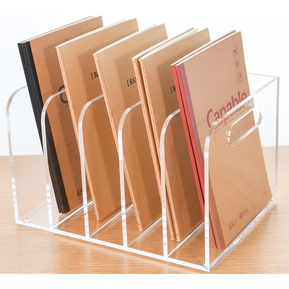 Clear Acrylic Organizer with 5 Vertical Compartments, Multipurpose Desk ...
