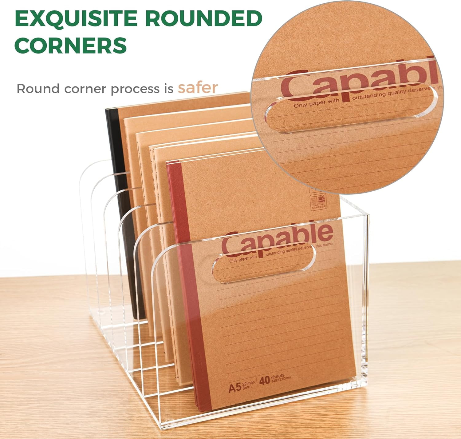 Clear Acrylic Organizers - 5 Vertical Compartments Acrylic Folder ...