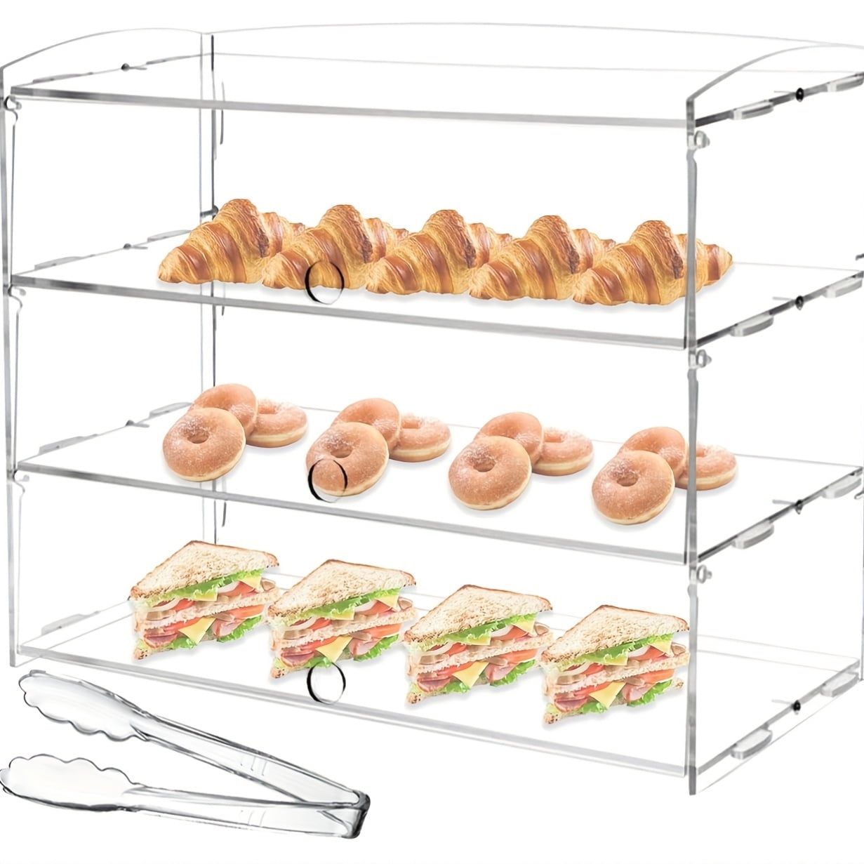 Clear Acrylic Pastry Display Shelf, Bakery Countertop Showcase Tiered ...