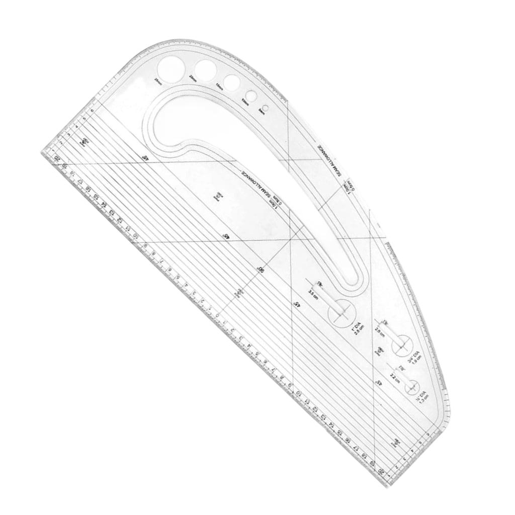 Clear Acrylic Pattern Making Ruler Sewing Template Tool 5 Round Button ...