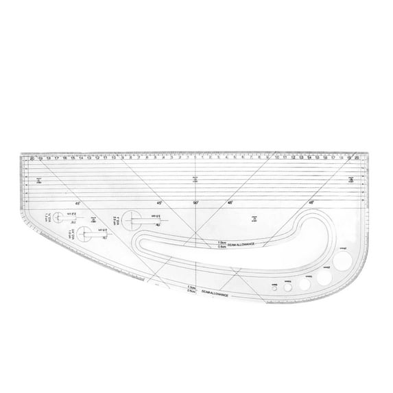 Clear Acrylic Pattern Making Ruler Sewing Template Tool With 5 Round ...