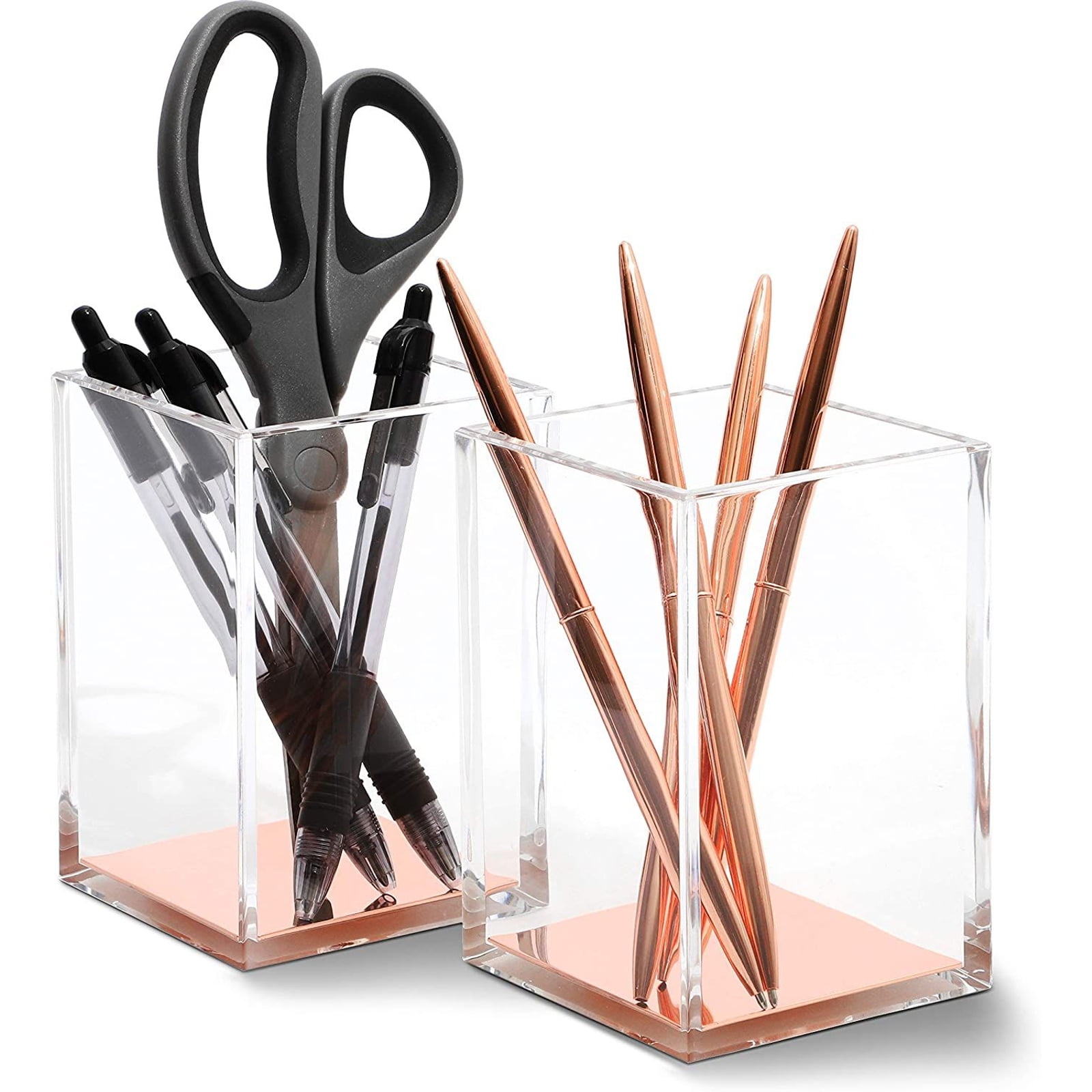 Clear Acrylic Pencil Holder for Desk and Office Organization (Rose Gold ...