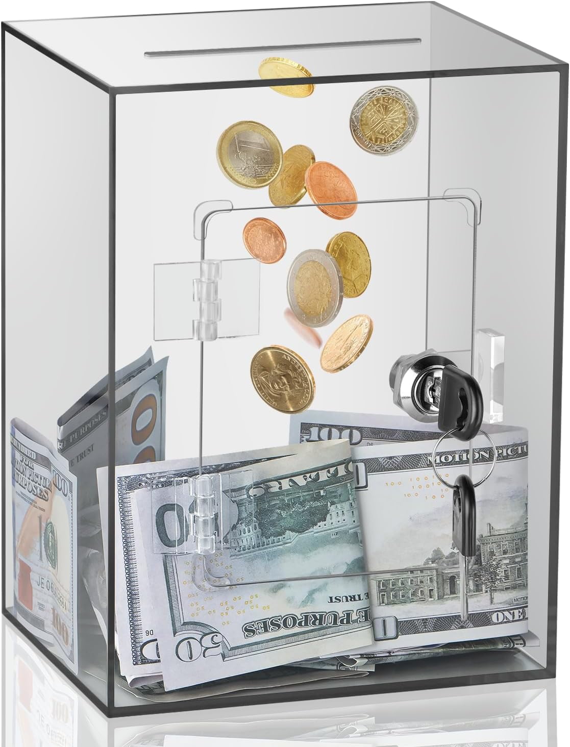 Clear Acrylic Piggy Bank for Adults Kids, Large and Sturdy Money Saving ...
