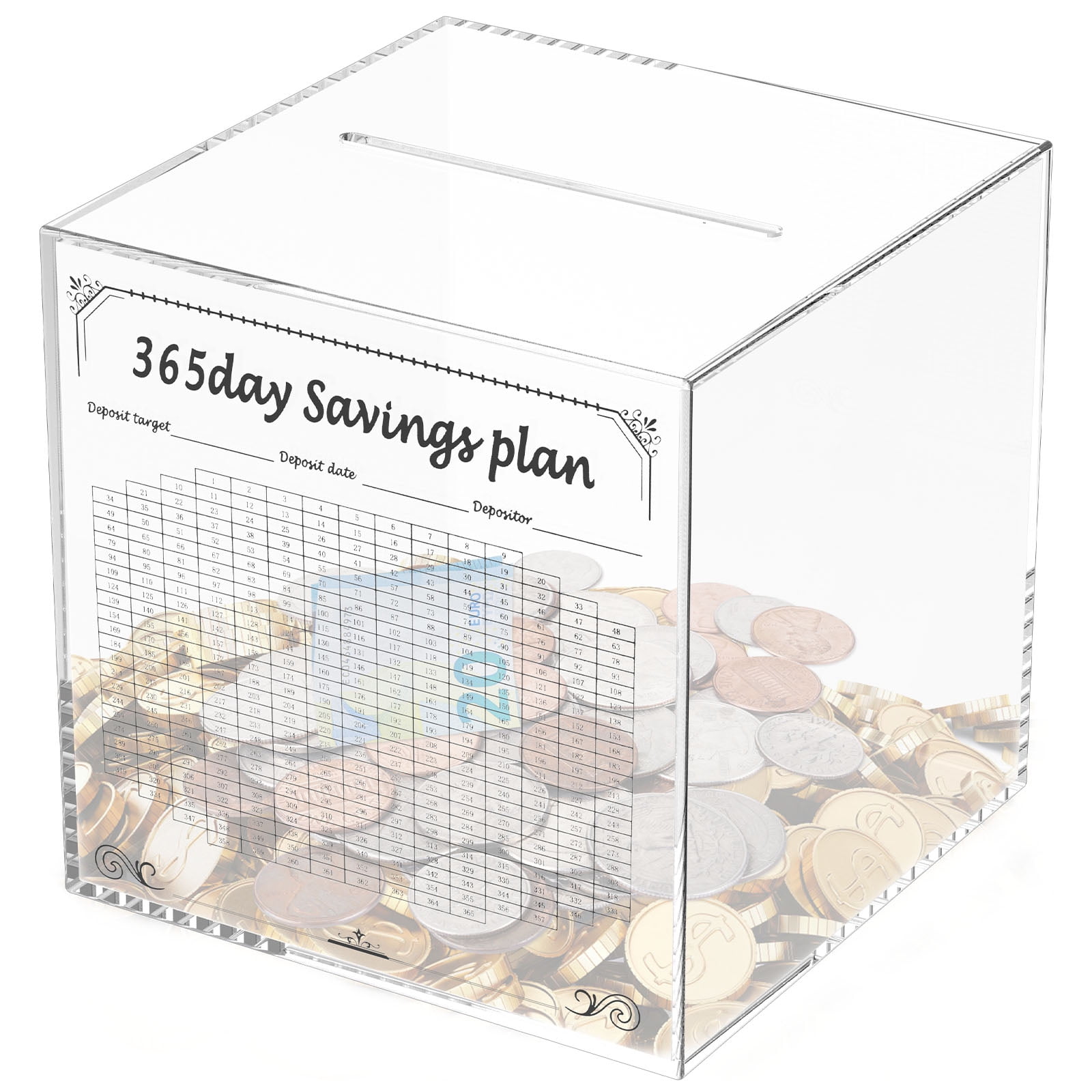Clear Acrylic Piggy Bank Unbreakable Money Saving Box Cash and Change ...