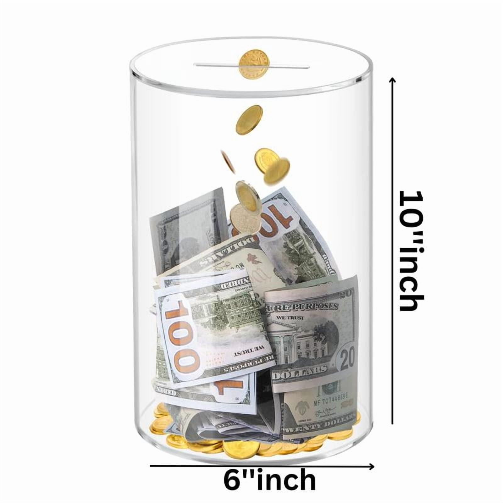 Clear Acrylic Piggy Bank for Adults/Kids, Unopenable Money Box for Cash ...