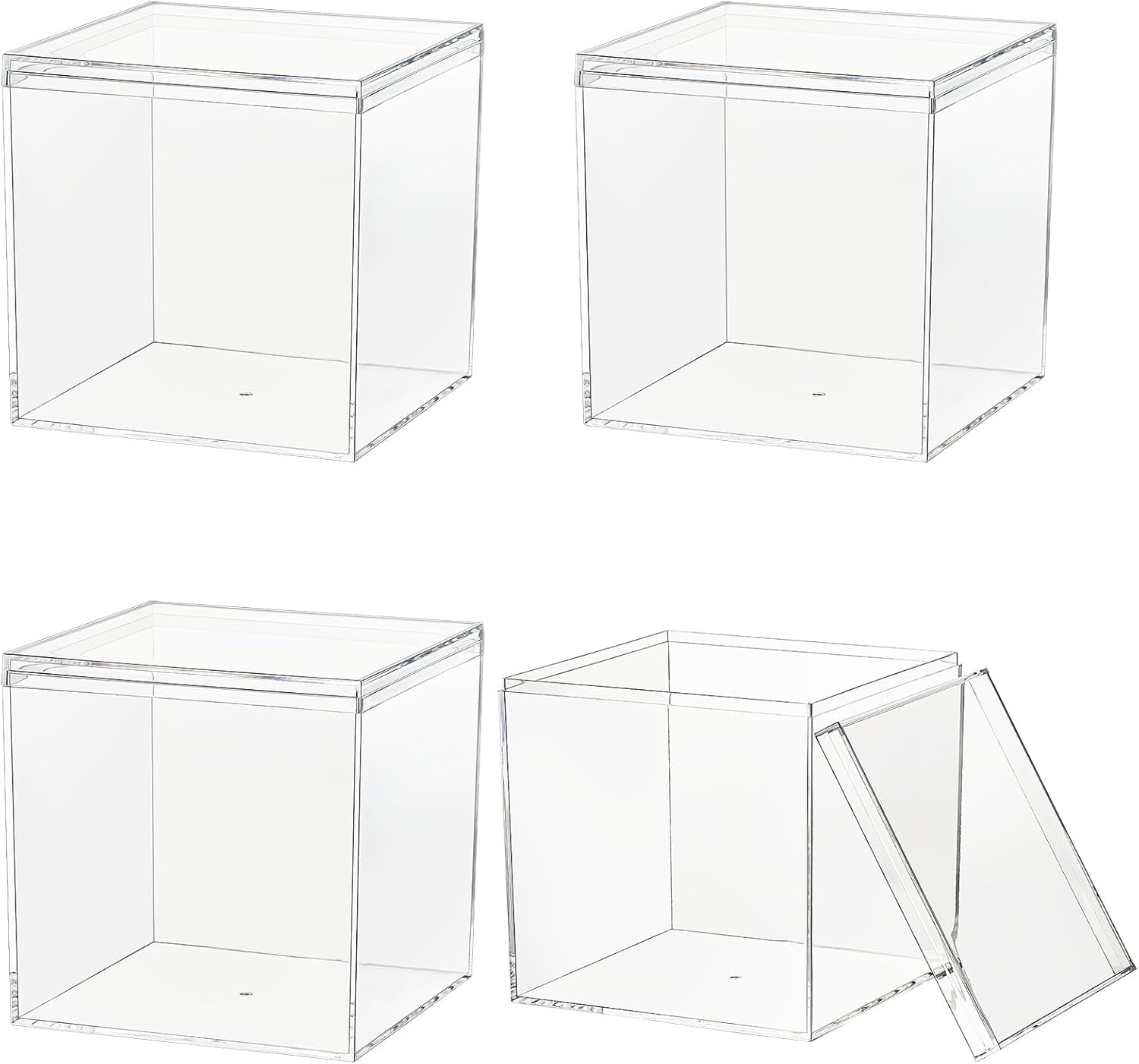 Clear Acrylic Plastic Square Cube 4 Pack 4.7x4.7x4.7Inch/120X120X120mm ...